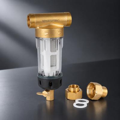 China 40 Micron Whole House Water Pre Filter with Reusable Mesh and Manual Flush for Sediment Removal for sale