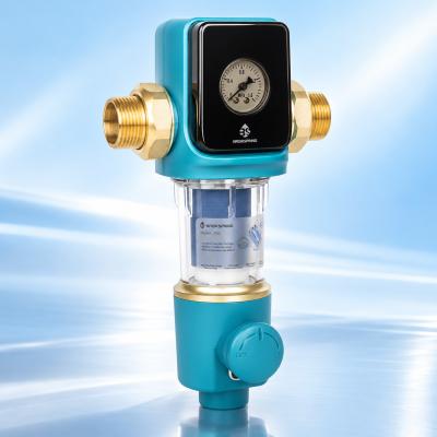 China 40 Micron Reusable Mesh Water Pre Filter with Water Driven Self Cleaning Scraper for Whole House Spin Down Sediment Filtration for sale