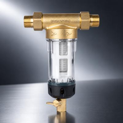 China 40 Micron Reusable Mesh Manual Flush Water Pre Filter Whole House Spin Down Sediment Pre Filter for sale