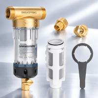 China 40 Micron Reusable Mesh Water Pre Filter with Manual Flushing for Whole House Spin Down Sediment Filtration for sale