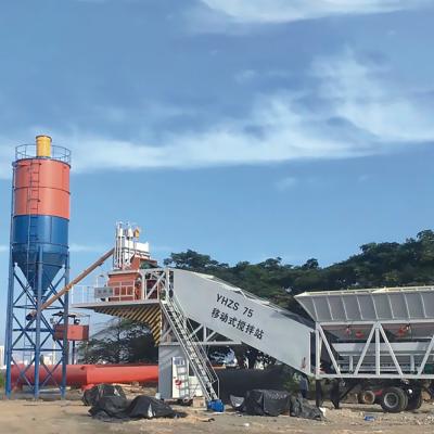 China YHZS100 Mobile Concrete Batching Plant 100m3/h 141kw On Site Mixing Station for sale