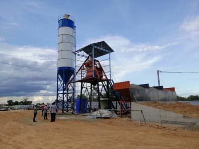 China HZS50 Concrete Batching Plant 50m3/h 115kW Modular Twin Shaft Mixer for sale