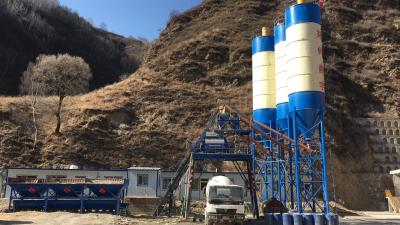 China HZS75 Concrete Batching Plant 75m3/h Skip Hopper PLD2400 Batching Machine for sale