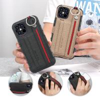 China Lanyard Strap Leather Phone Cases For Iphone 14 13 Scratchproof for sale
