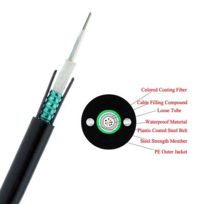 China ROHS OS2 PE Fiber Optic Single Mode Cable 4-48 Cores Duct Aerial GYXTW for sale