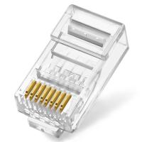 China Gold Plated UTP Cat5e RJ45 8P8C Network Connector 50U Plug for Ethernet Cable for sale