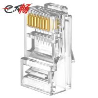 China Cat5e Cat6 RJ45 8P8C Unshielded Modular Plug Connector 100 Pack Gold Plated Network Cable Heads for sale