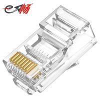 China Cat5e Cat6 RJ45 8P8C Unshielded Modular Plug Connector 100 Pack Gold Plated Network Cable Heads for sale