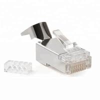 China Shielded Cat7 RJ45 Connector 8P8C Gold Plated 3U 50U Modular Plug for 22-26AWG Solid Cable for sale