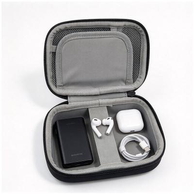 China Waterproof Small Headphone Earbud Carrying Storage Pouch Black Eva Mini Earphone Charging Case With Zipper Custom for sale