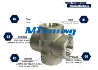 China ASTM A182 F304L / 304H Stainless Steel High Pressure Threaded / Socket Welded End Cross Fitting for sale