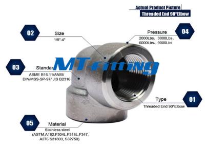 China ASTM A182 / A105 Forged High Pressure Pipe Fittings , Stainless Steel 90 Degree Elbow for sale