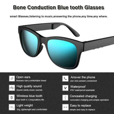 China 2018 New Fashion bluetooth sunglasses wireless headphones bone conduction glasses for sale