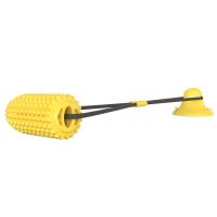 China Durable Bite Resistant Dog Tug Pull Rope Toy Corn Suction Cup Puppy Toys Dogs Supplies Pet Molar Ball New Material Toothbrush for sale