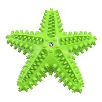 China Natural Rubber New Design Starfish Shape Dog Chew Toy Dental Cleaning Toothbrush Squeaky Toy Yellow Green Blue for sale
