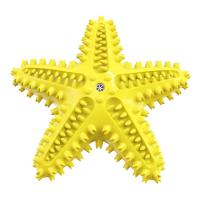 China Natural Rubber New Design Starfish Shape Dog Chew Toy Dental Cleaning Toothbrush Squeaky Toy Yellow Green Blue for sale