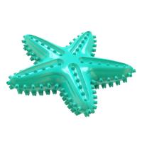 China Natural Rubber New Design Starfish Shape Dog Chew Toy Dental Cleaning Toothbrush Squeaky Toy Yellow Green Blue for sale