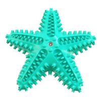 China Natural Rubber New Design Starfish Shape Dog Chew Toy Dental Cleaning Toothbrush Squeaky Toy Yellow Green Blue for sale