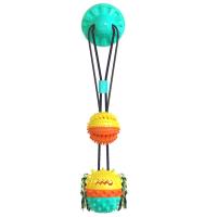 China Powerful Double Sucker Dog Toy Molar Dog Supplies Bite Resistant Ball for sale