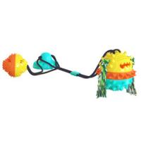 China Powerful Double Sucker Dog Toy Molar Dog Supplies Bite Resistant Ball for sale