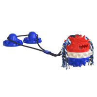 China Multifunctional Interactive Pet Leak Food Toys Strong Pet Molar Chew Toy Ball With Double Suction Cups for sale