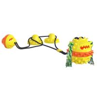 China Hot Sale Molar Bite Resistant Double Suction Cup Dog Chew Rope Ball Pull Toy for sale