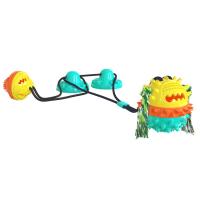 China Hot Sale Molar Bite Resistant Double Suction Cup Dog Chew Rope Ball Pull Toy for sale
