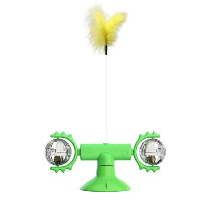 China Wholesale Interactive Bulk Turntable Windmill Cat Catnip Toy Feather Teaser Scratcher Pet Cat Toys for sale
