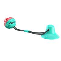 China Multifunction Interactive Double Teeth-cleaning Suction Cup Self-playing Food Dispensing Rubber Ball Chew Dog Tug Rope Toy for sale