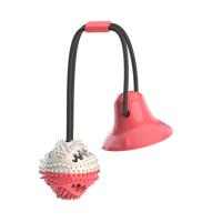 China Multifunction Interactive Double Teeth-cleaning Suction Cup Self-playing Food Dispensing Rubber Ball Chew Dog Tug Rope Toy for sale
