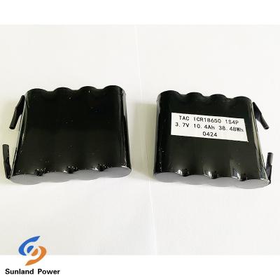 China Accumulator 18650 1S4P 3.7V 10.4Ah Lithium Ion Battery For Fire Panel With Nickel Tab for sale