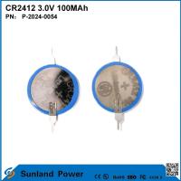 China CR2412 3.0V 100MAH Li-MnO2 Battery Long Strong Life for sale
