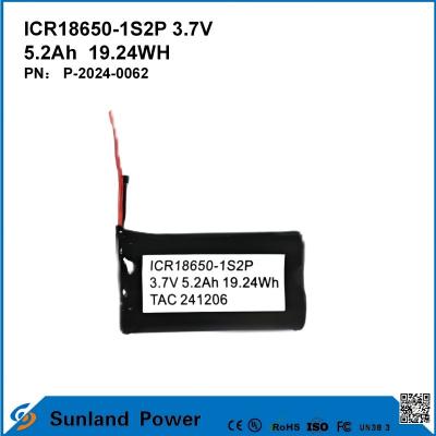China ICR18650-1S2P 3.7V 5.2AH 19.24WH Rechargeable Battery for sale
