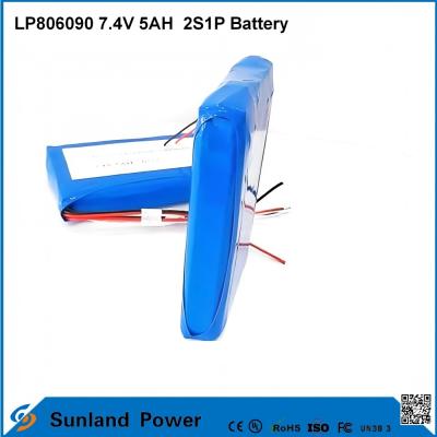 China 7.4V 5AH LP806090 2S1P Polymer Lithium Ion Batteries With I2C Function With Fuel Gauge for sale