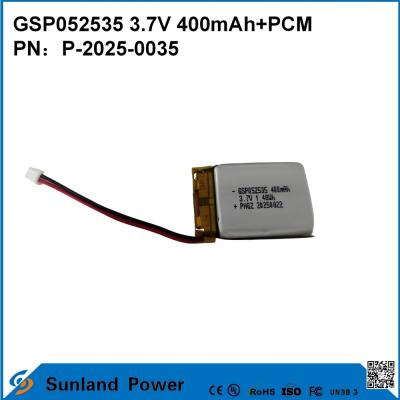 China GSP052535 3.7V 400mAh+PCM Battery Used In Compact Two-Way Radios, Voice Recorders, Mini GPS Trackers, Smart Styluses, And Similar Devices for sale