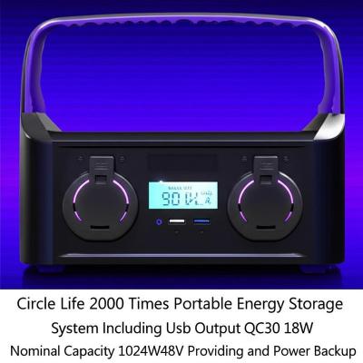 China Circle Life 2000 Times Portable Energy Storage System Including Usb Output QC30 18W Nominal Capacity 1024W48V Providing and Power Backup for sale