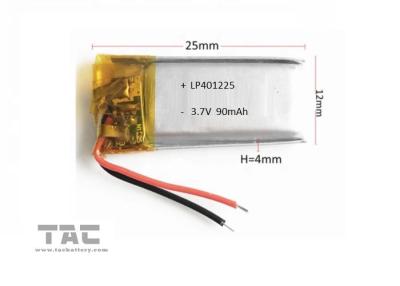 China 3.7v 90mah 401225 Rechargeable Li ion Polymer Battery For Recording Pen for sale