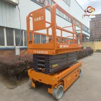 China Automatic Self Brake System Scissor Lift SSL-12HD Aerial Work Platform 90 Degrees Flexibility Steering Wheel for sale