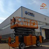 China SSL-16RT Rough Terrain Scissor Lift Aerial Work Platform 40% Gradeability One Click Outrigger Leveling for sale