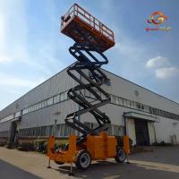 China SSL-16RT Rough Terrain Scissor Lift Aerial Work Platform 40% Gradeability One Click Outrigger Leveling for sale