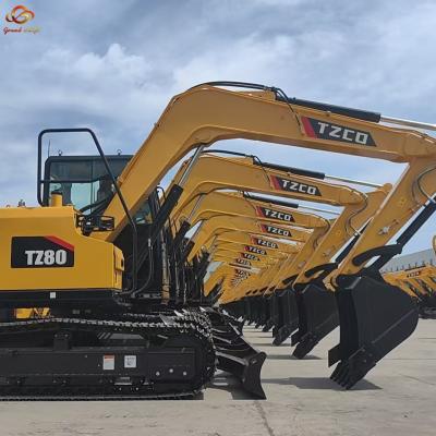 China TZ80 New Crawler Hydraulic Excavator with 7800kg Operating Weight, 46.2kW Rated Power, and 0.34m³ Bucket Capacity for sale