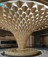 China Custom Shaped Aluminum Veneer Column Cladding for Hotel Atrium 2mm Thickness Perforated Carved Options for sale