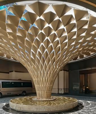 China Custom Shaped Aluminum Veneer Column Cladding for Hotel Atrium 2mm Thickness Perforated Carved Options for sale