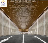 China 2.0-2.5mm Perforated Aluminum Ceiling Panels Wood Grain Rose Gold Custom Patterns for Commercial Spaces for sale