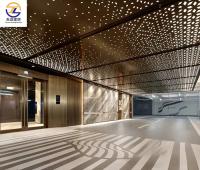 China 2.0-2.5mm Perforated Aluminum Ceiling Panels Wood Grain Rose Gold Custom Patterns for Commercial Spaces for sale