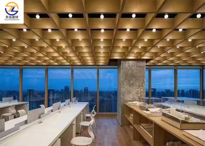 China Wood Grain Large Format Aluminum Grilles Square Tubes 100-300mm Width 8-12m Length Ceiling for sale