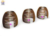 China Curved Aluminum Battens Wood Grain Finish Birdcage Pattern Bent Square Tubes 20-400mm Width for Mall Hotel Curtain Walls for sale