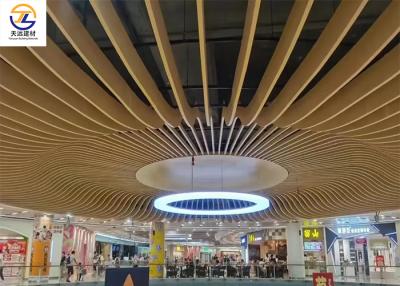 China 2.5mm Wood Grain Curved Aluminum Square Tube 6063-T5 for Shopping Mall Ceiling Radial Wave Design for sale