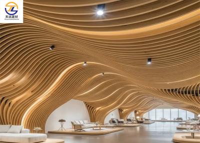 China 3.0mm Wood Grain Curved Aluminum Baffle Ceiling 6063-T5 for Commercial Spaces for sale