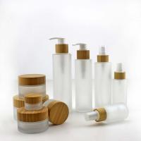 China Cosmetic glass bottle with bamboo cap 20ml-150ml Body Care Lotion bottle, Spray Bottle , 5g/10g/30g/50g/100gCream Bottle for sale